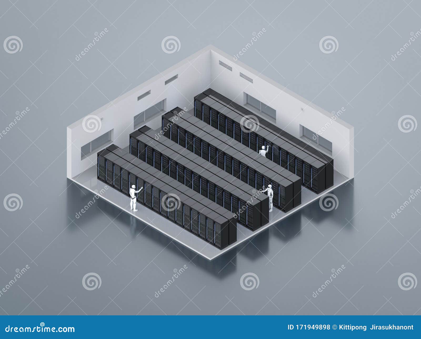 Server room isometric stock illustration. Illustration of automatic ...