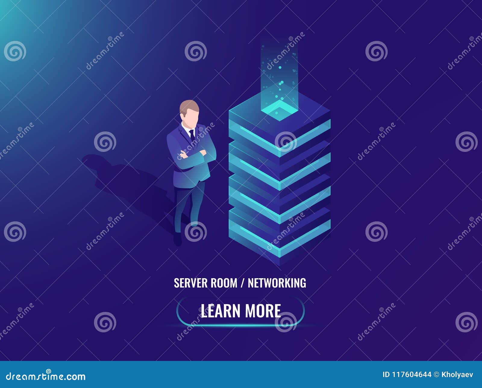 Server Room Isometric Vector, Cloud Storage Concept, Super Computer ...
