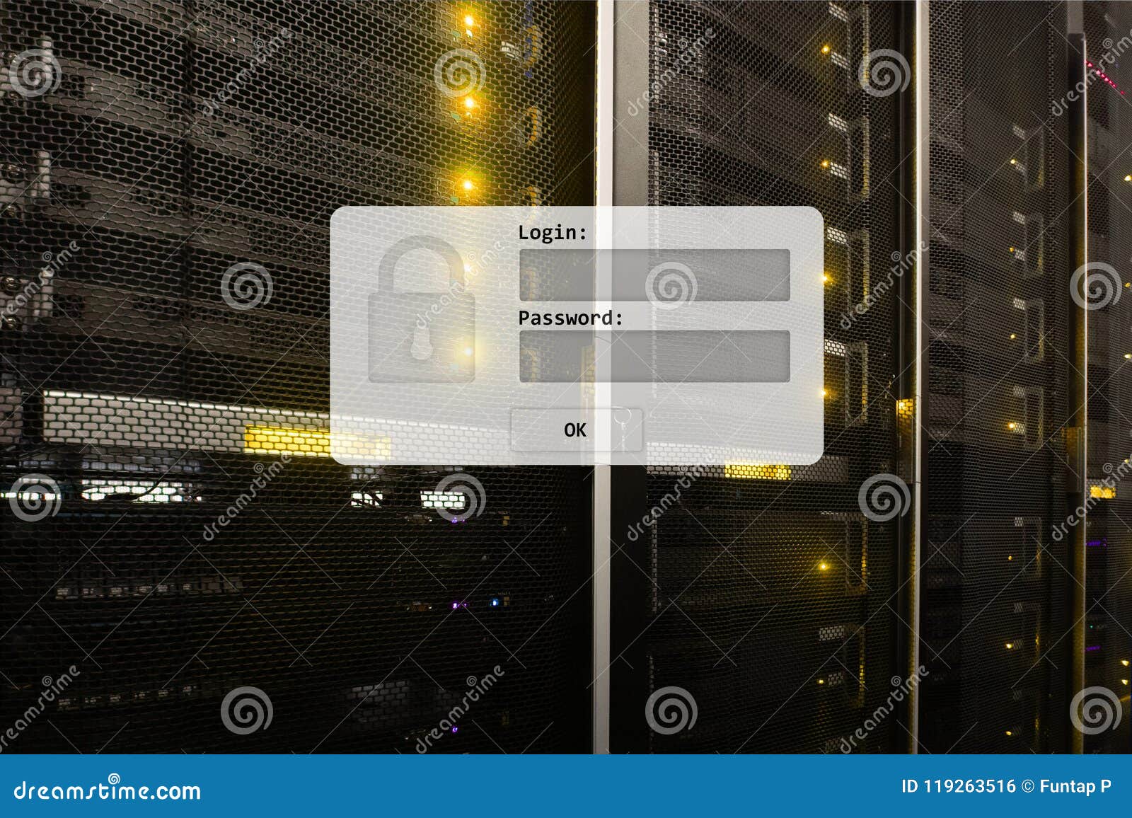 Server Room, Login and Password Request, Data Access and Security Stock ...