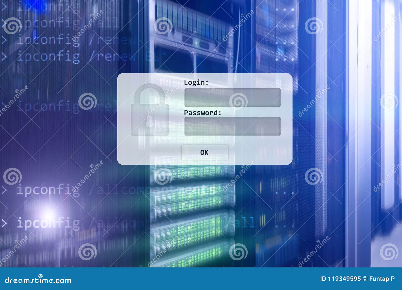 Server Room, Login and Password Request, Data Access and Security Stock ...