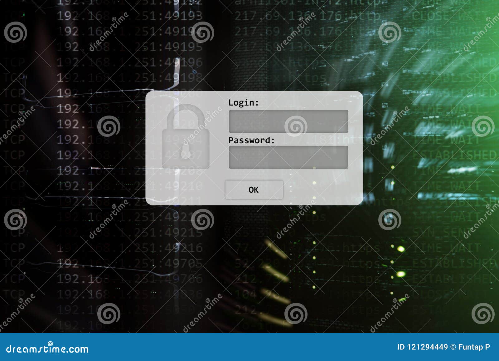 Server Room, Login and Password Request, Data Access and Security Stock ...