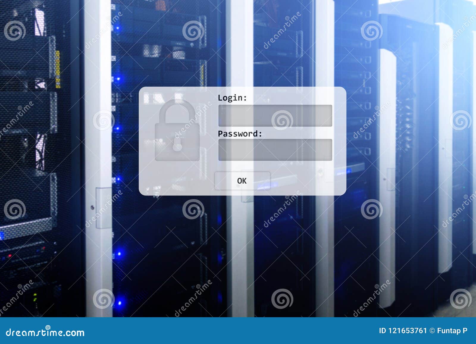 Server Room, Login and Password Request, Data Access and Security Stock ...