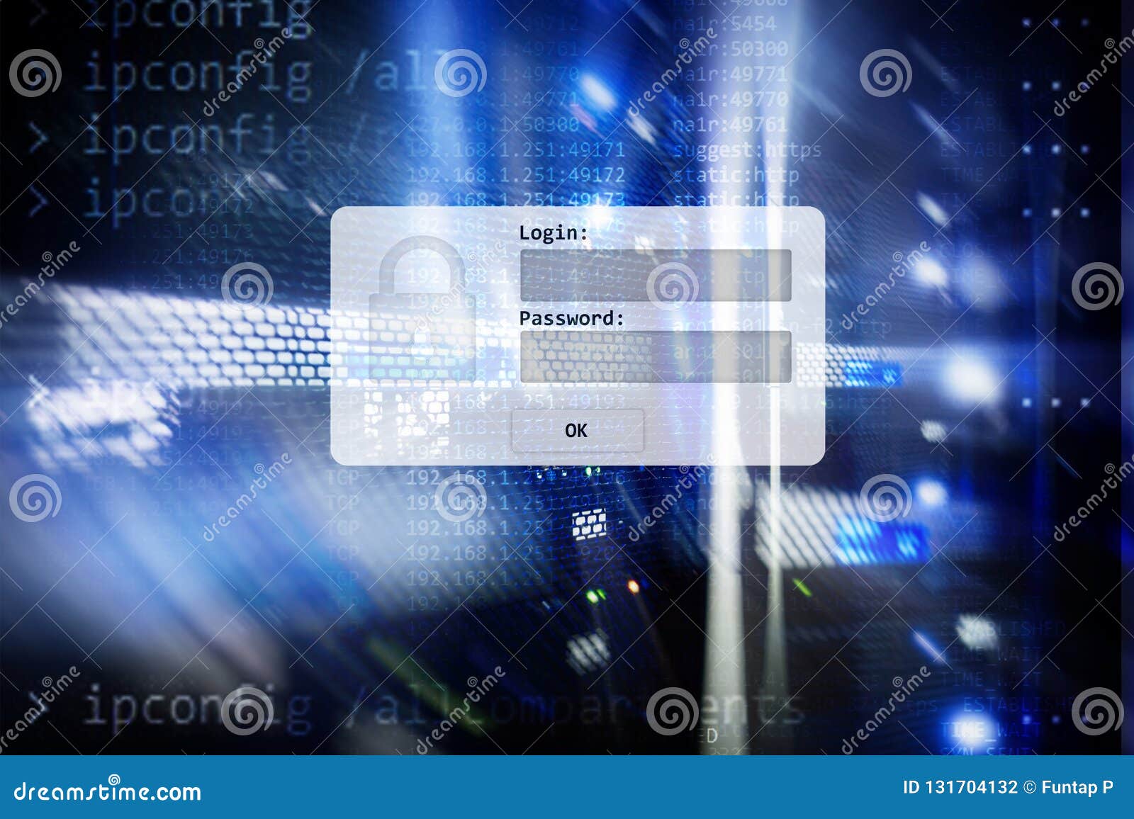 Server Room, Login and Password Request, Data Access and Security Stock ...