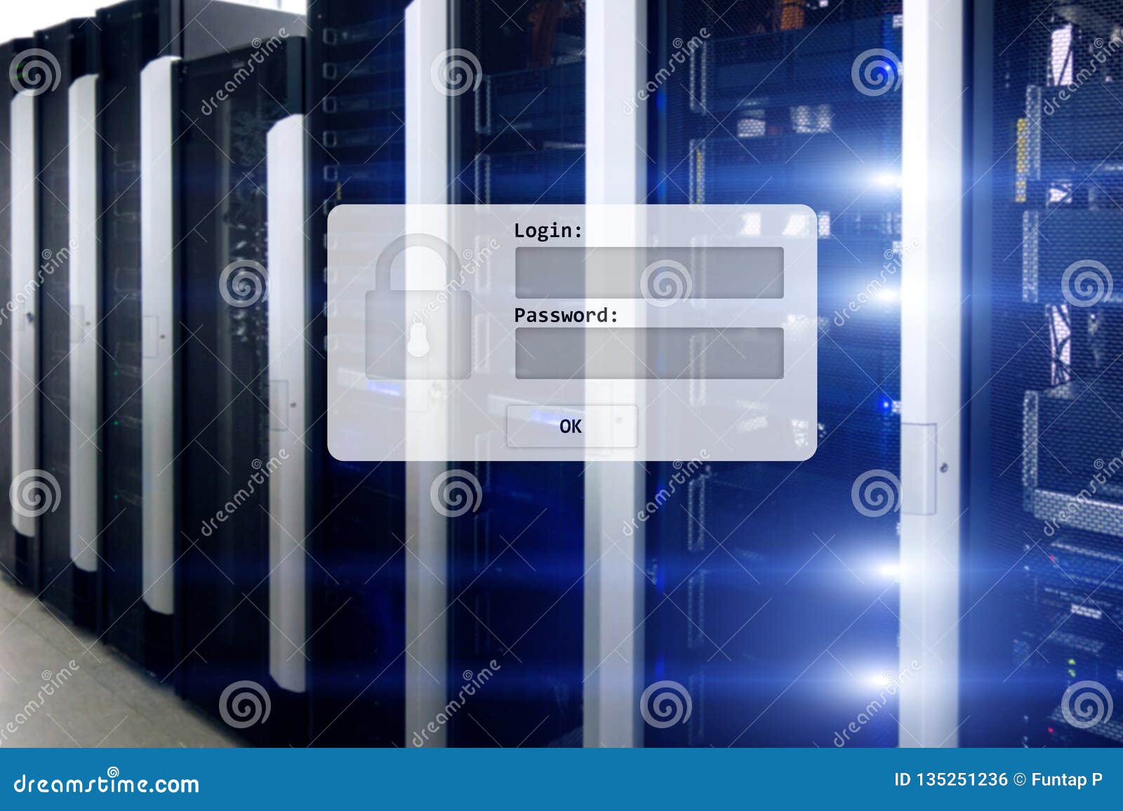 Server Room, Login and Password Request, Data Access and Security ...