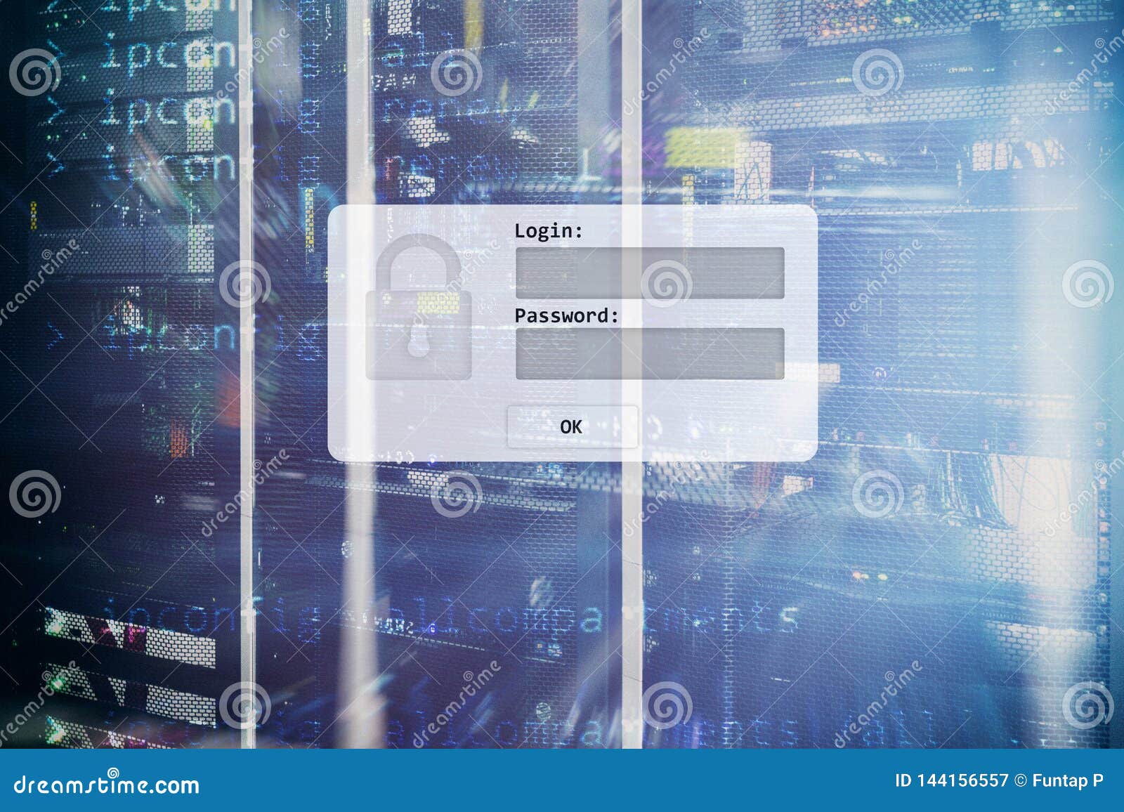 Server Room, Login and Password Request, Data Access and Security ...