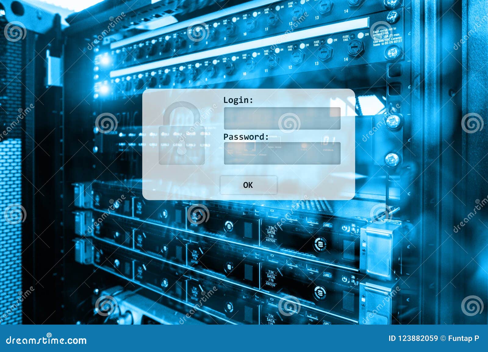 Server Room, Login and Password Request, Data Access and Security Stock ...