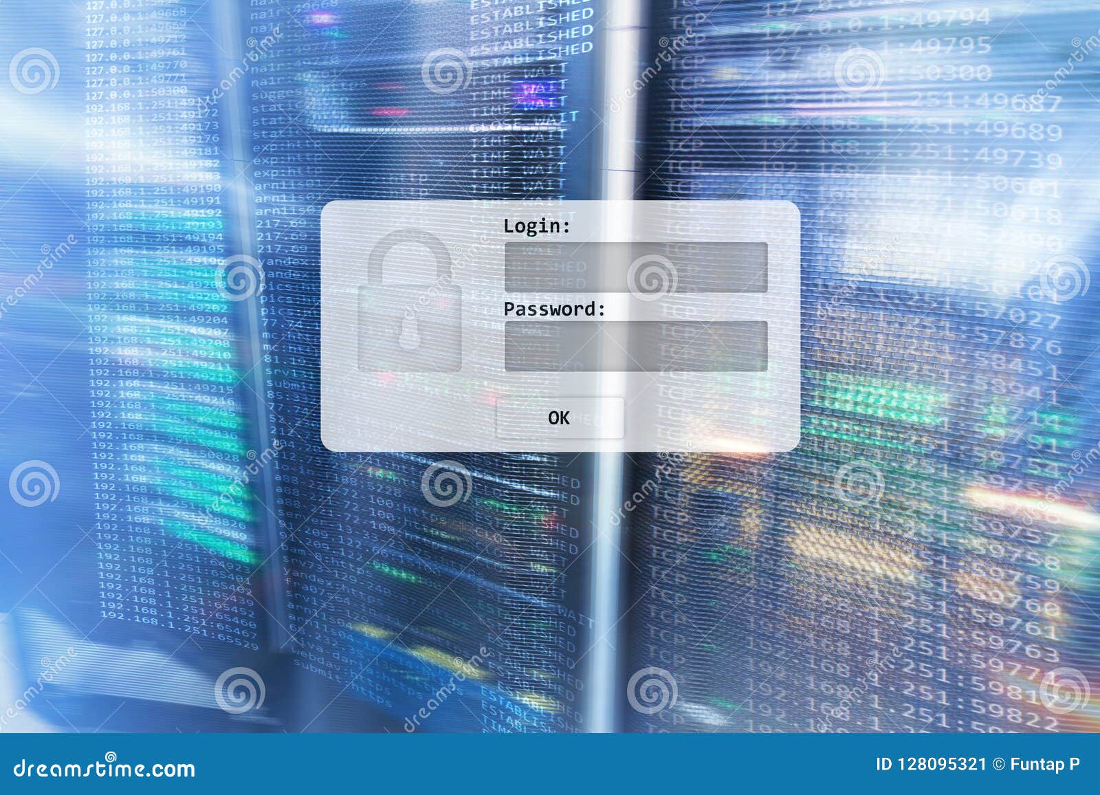 Server Room, Login and Password Request, Data Access and Security Stock ...
