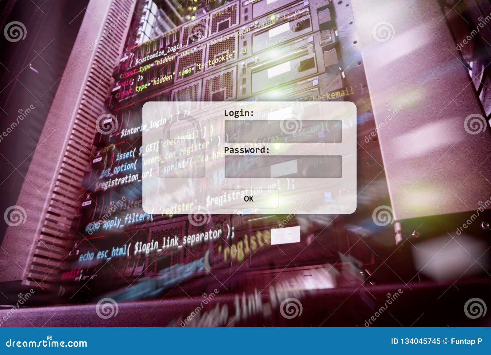 Server Room, Login and Password Request, Data Access and Security ...