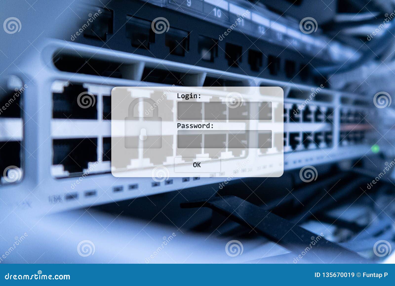 Server Room, Login and Password Request, Data Access and Security ...