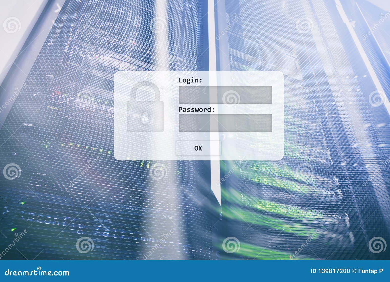 Server Room, Login and Password Request, Data Access and Security ...