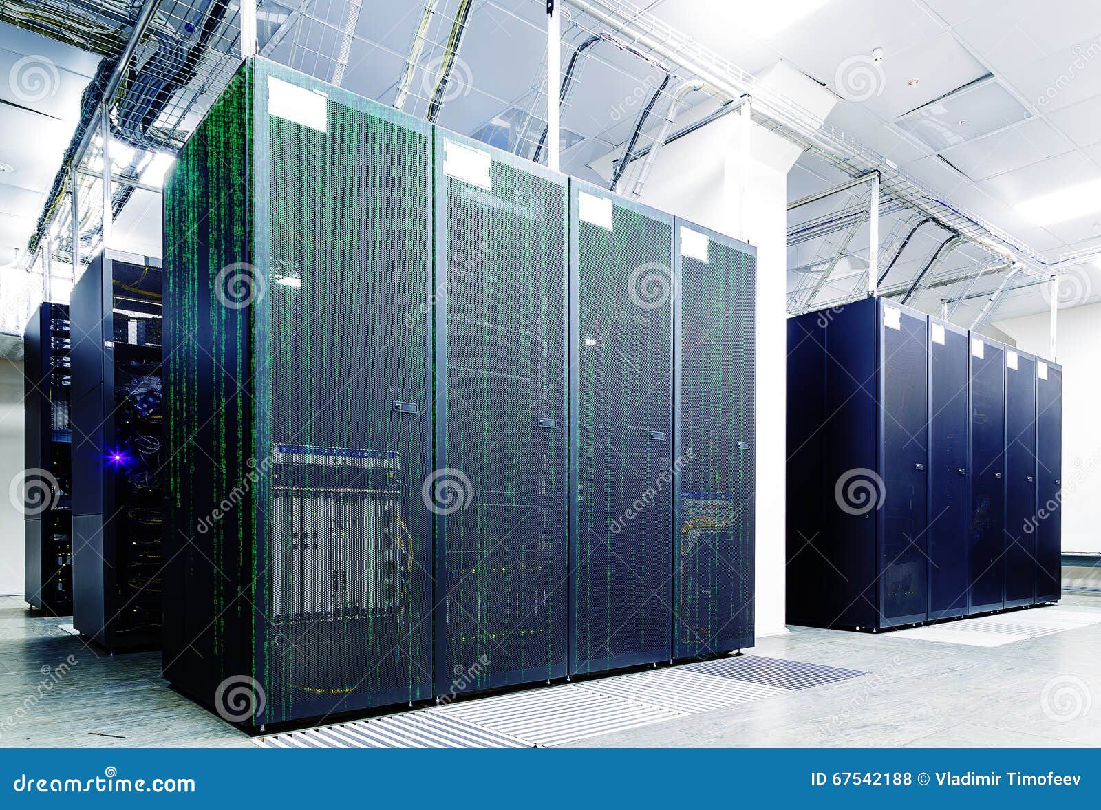 Server Room with Matrix Code Stock Photo - Image of computing, design ...