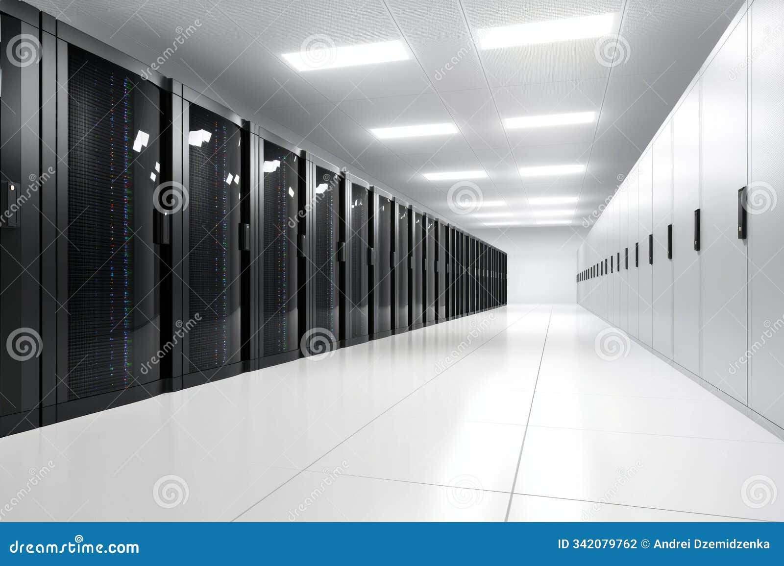 The Server Room in a Modern Data Center is Full of Server Racks. Stock ...