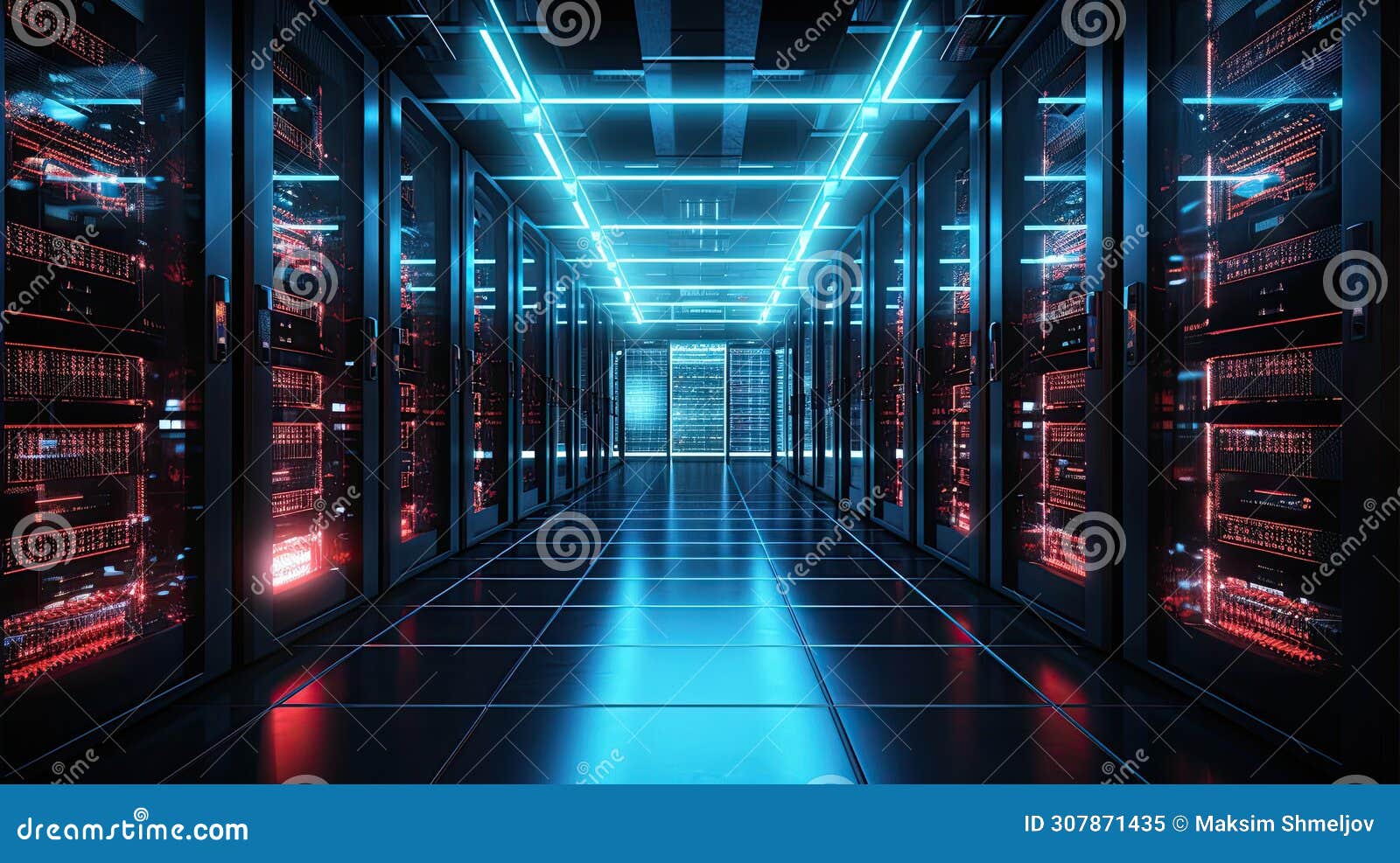 Server Room in a Modern Office of a Technology Company. Development of ...