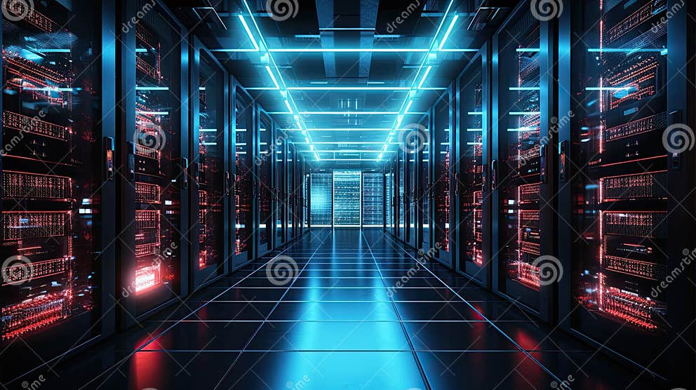 Server Room in a Modern Office of a Technology Company. Development of ...