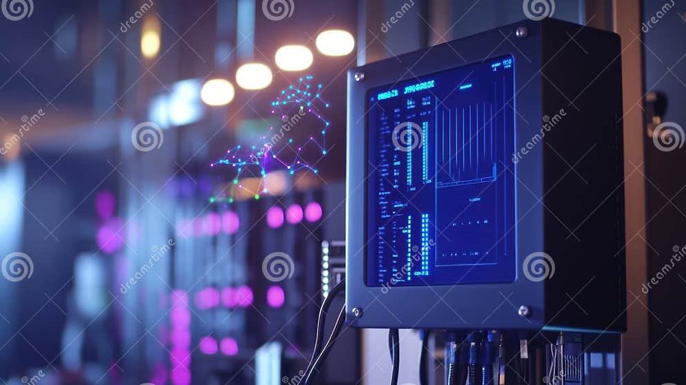 Server Room Monitoring System Displaying Complex Data Analysis and ...