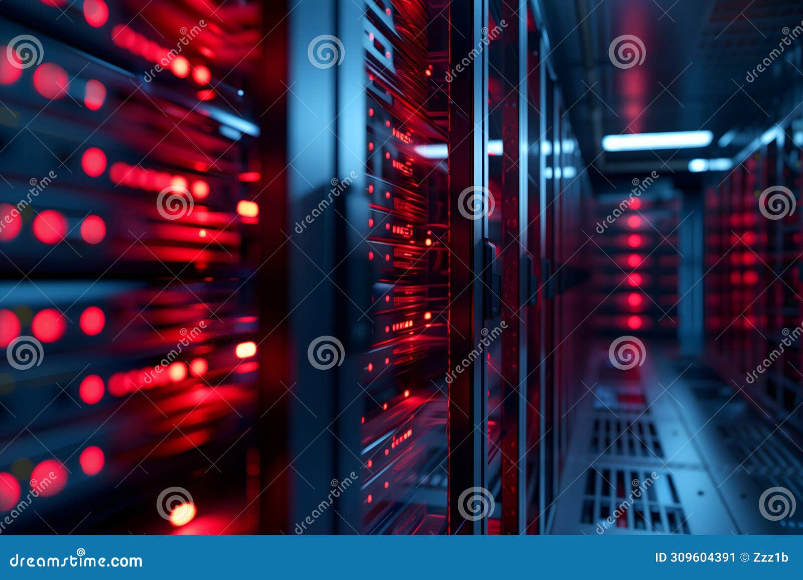 Server Room with Neon High Contrast Lighting Stock Image - Image of ...
