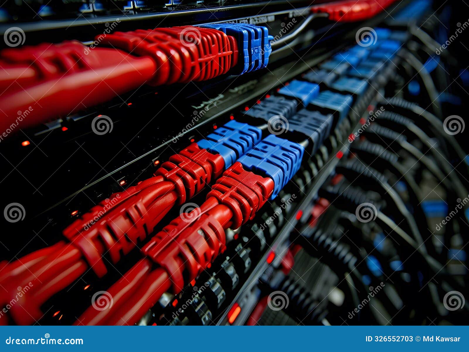 Server Room Network Cables Close-up Stock Illustration - Illustration ...
