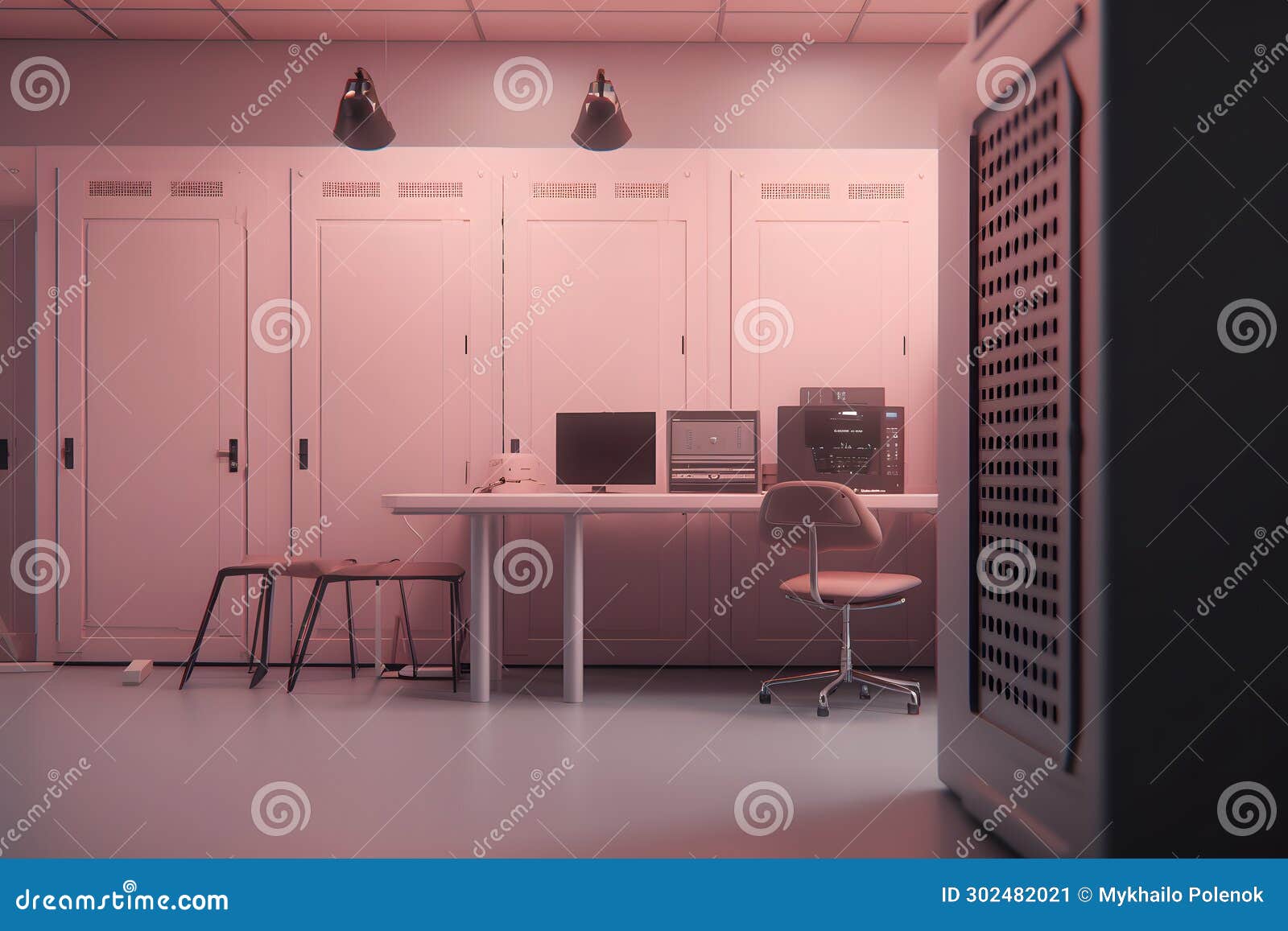 Server Room in Pink Colors. Modern Telecommunications Stock Image ...