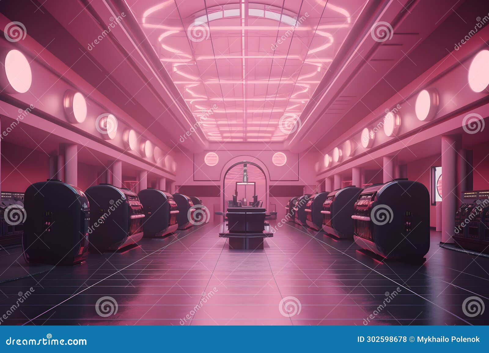 Server Room in Pink Colors. Modern Telecommunications Stock Photo ...