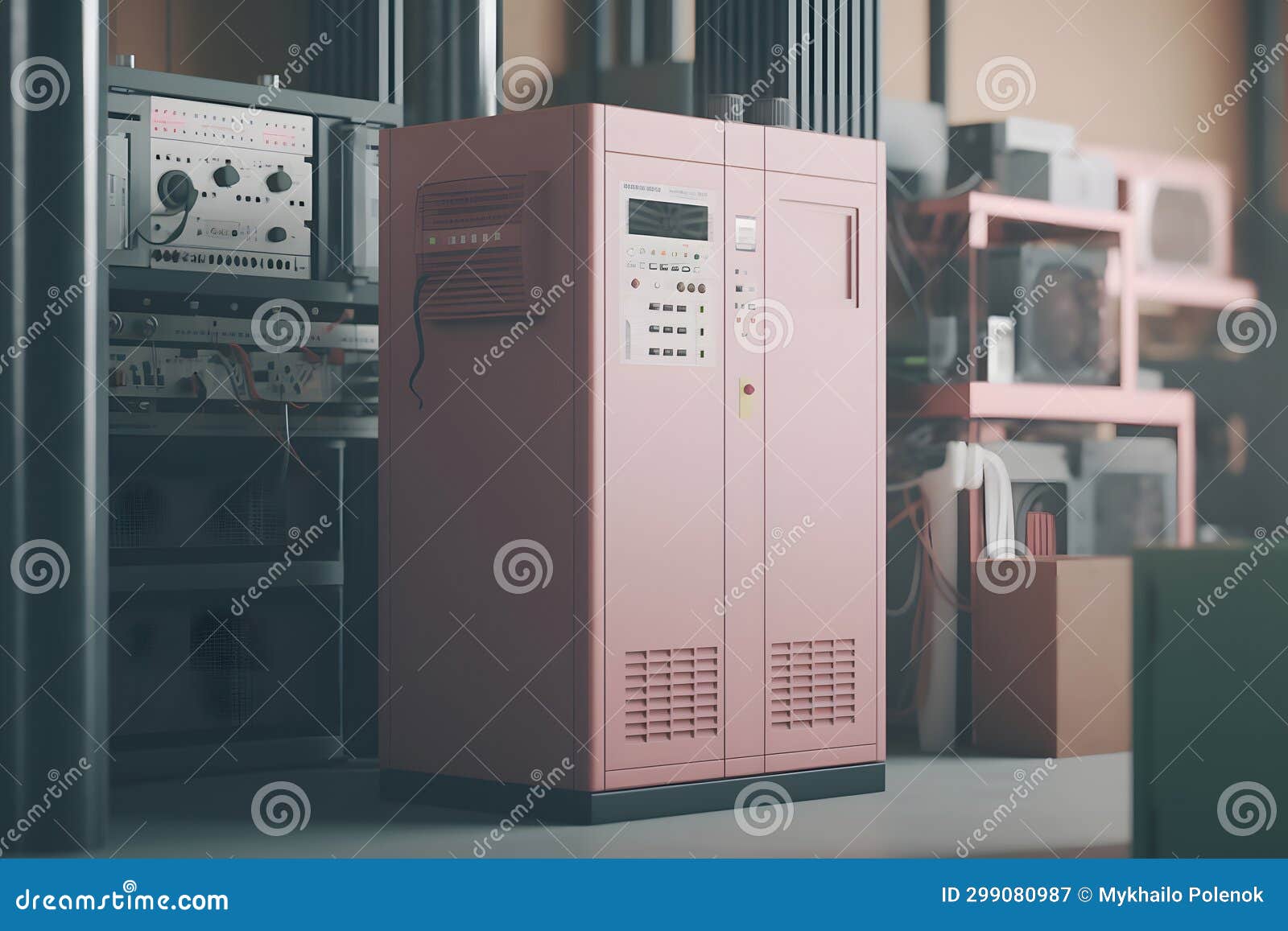 Server Room in Pink Colors. Modern Telecommunications Stock Image ...
