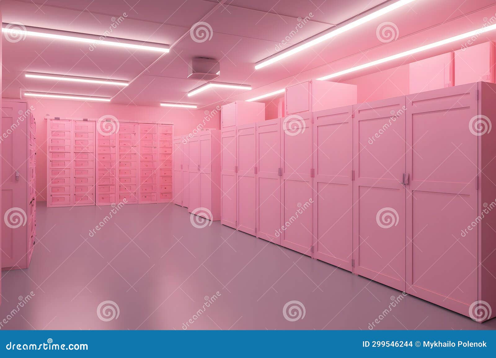 Server Room in Pink Colors. Modern Telecommunications Stock Photo ...