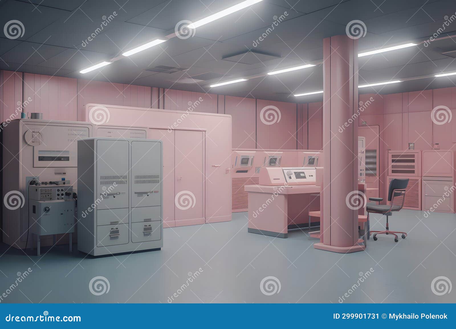 Server Room in Pink Colors. Modern Telecommunications Stock Image ...