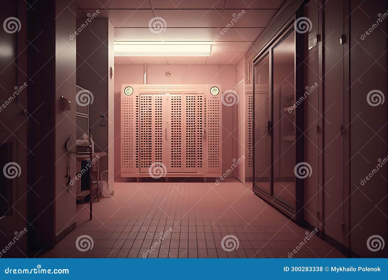 Server Room in Pink Colors. Modern Telecommunications Stock Photo ...