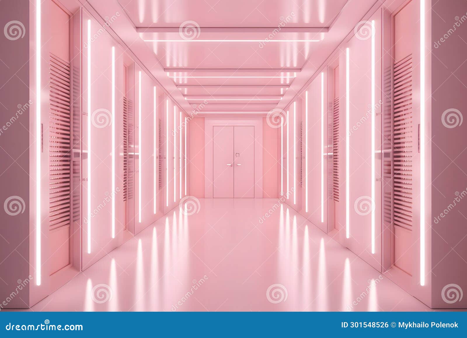 Server Room in Pink Colors. Modern Telecommunications Stock Photo ...
