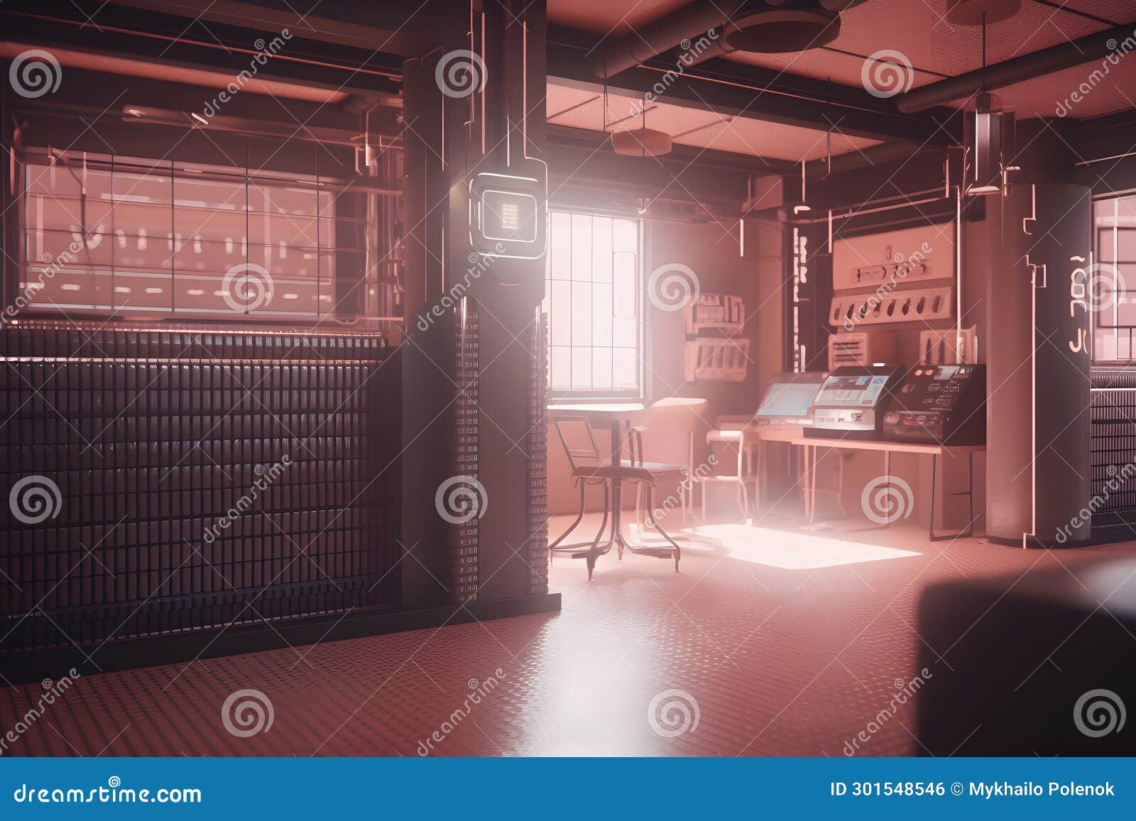 Server Room in Pink Colors. Modern Telecommunications Stock Photo ...
