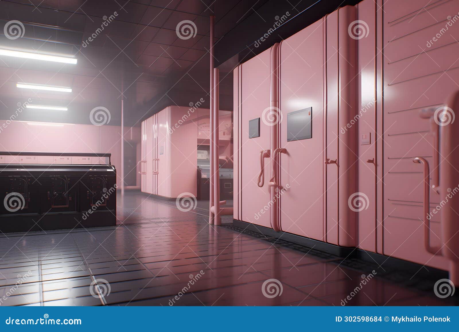 Server Room in Pink Colors. Modern Telecommunications Stock Photo ...