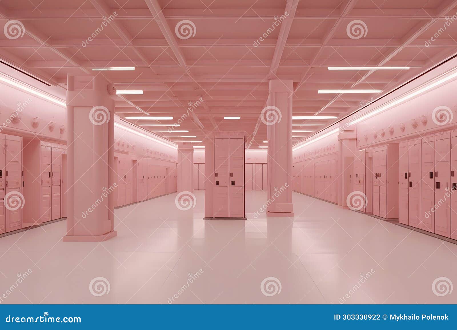 Server Room in Pink Colors. Modern Telecommunications Stock Photo ...