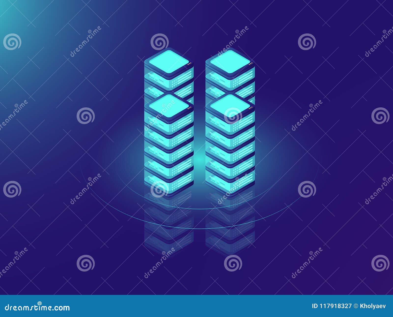 Server Room Rack, Database and Datacenter Concept Icons, it Isometric ...