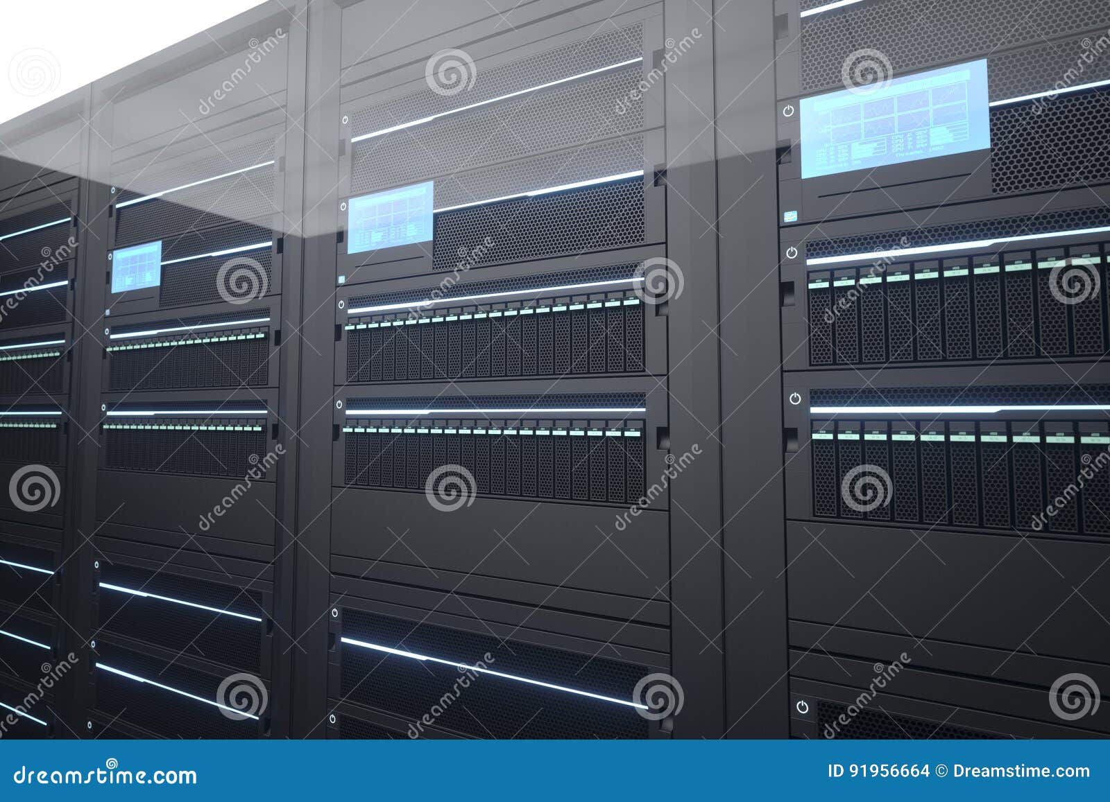 Server room stock illustration. Illustration of technology - 91956664