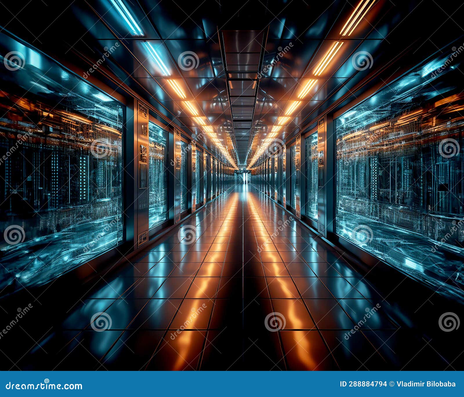 Server Room with Server Racks in the Center of the Data Banner Stock ...