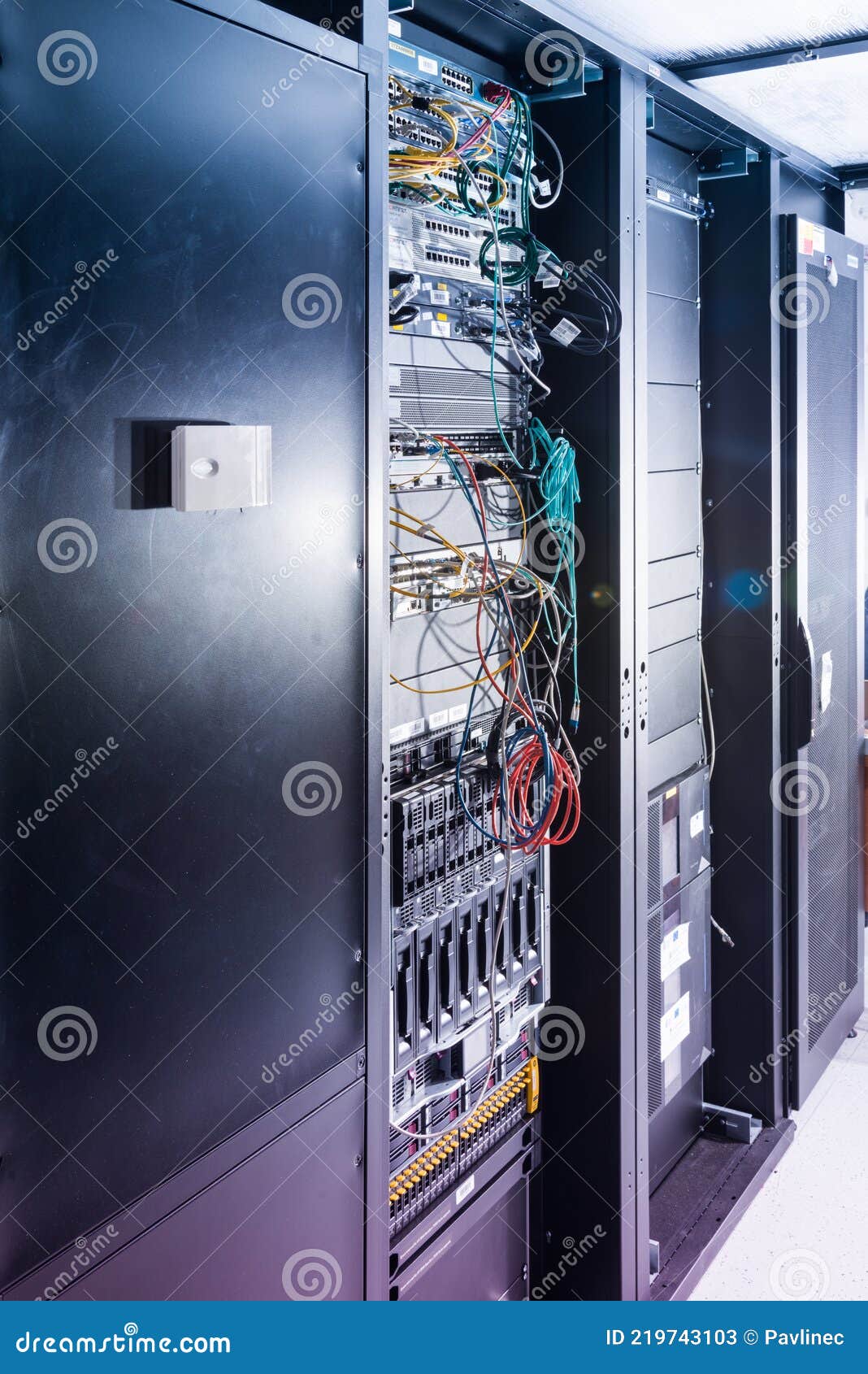 Server Room with Racks in Internet Data Center Stock Image - Image of ...