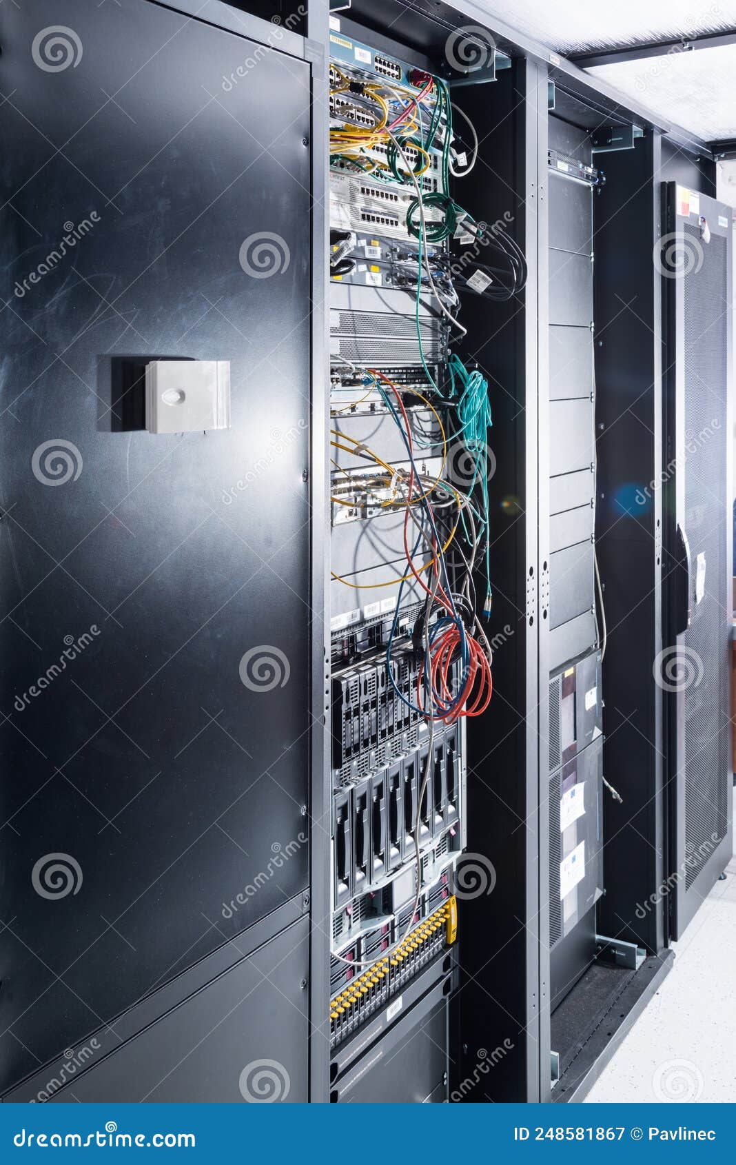 Server Room with Racks in Internet Data Center Stock Image - Image of ...