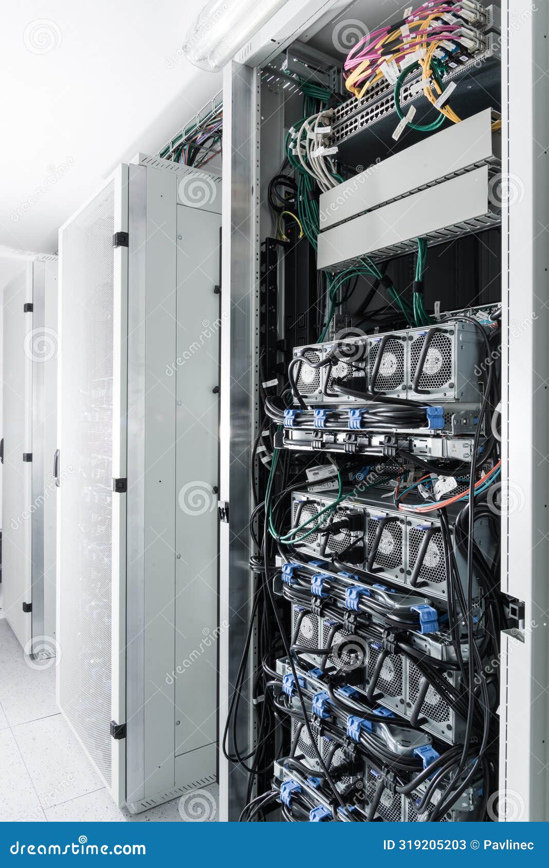 Server Room with Racks in Internet Data Center Stock Image - Image of ...