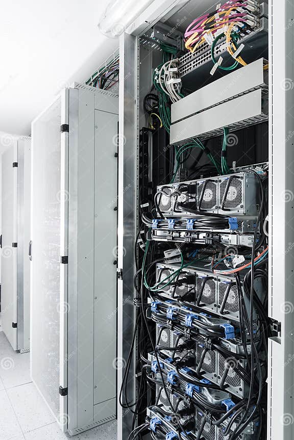 Server Room with Racks in Internet Data Center Stock Image - Image of ...