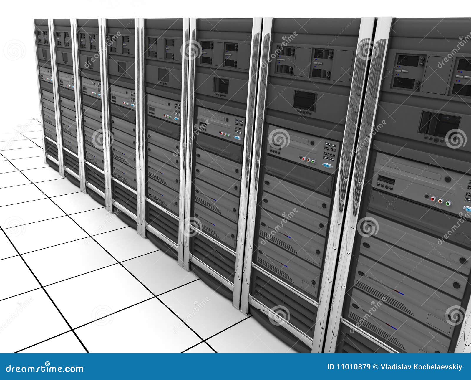 Server-room row stock illustration. Illustration of communication ...