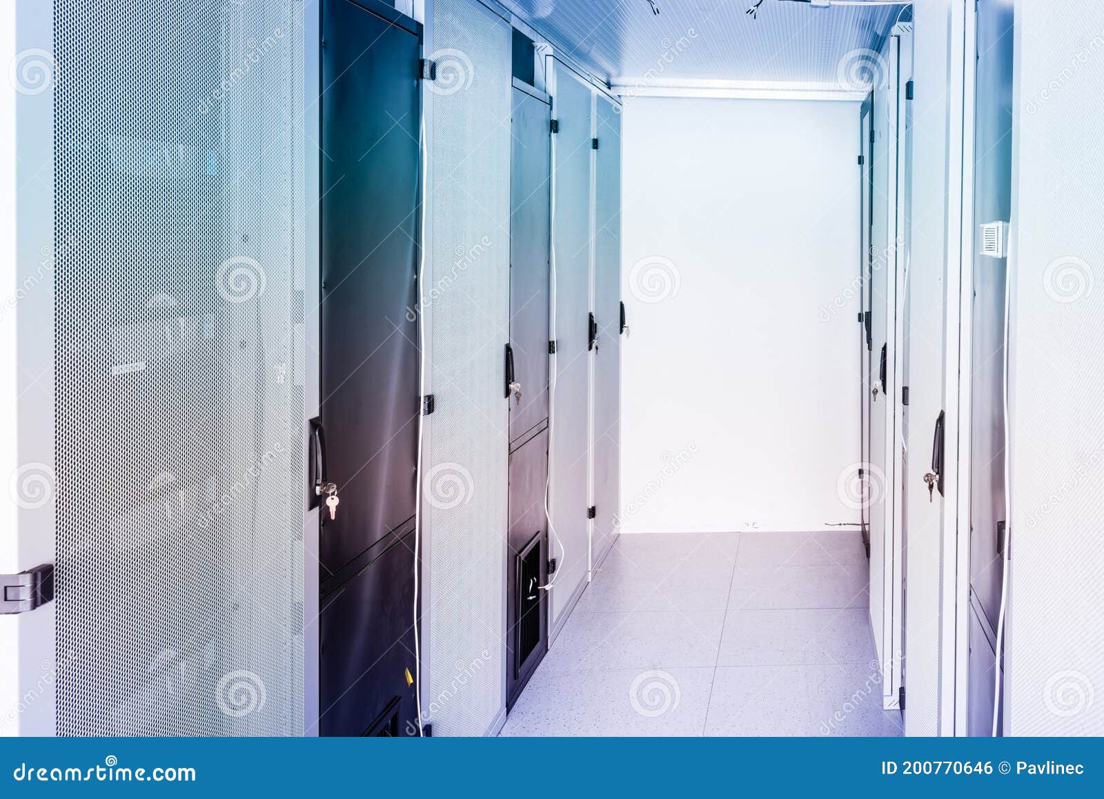 Server Room with a Row of Server Racks Stock Photo - Image of learning ...