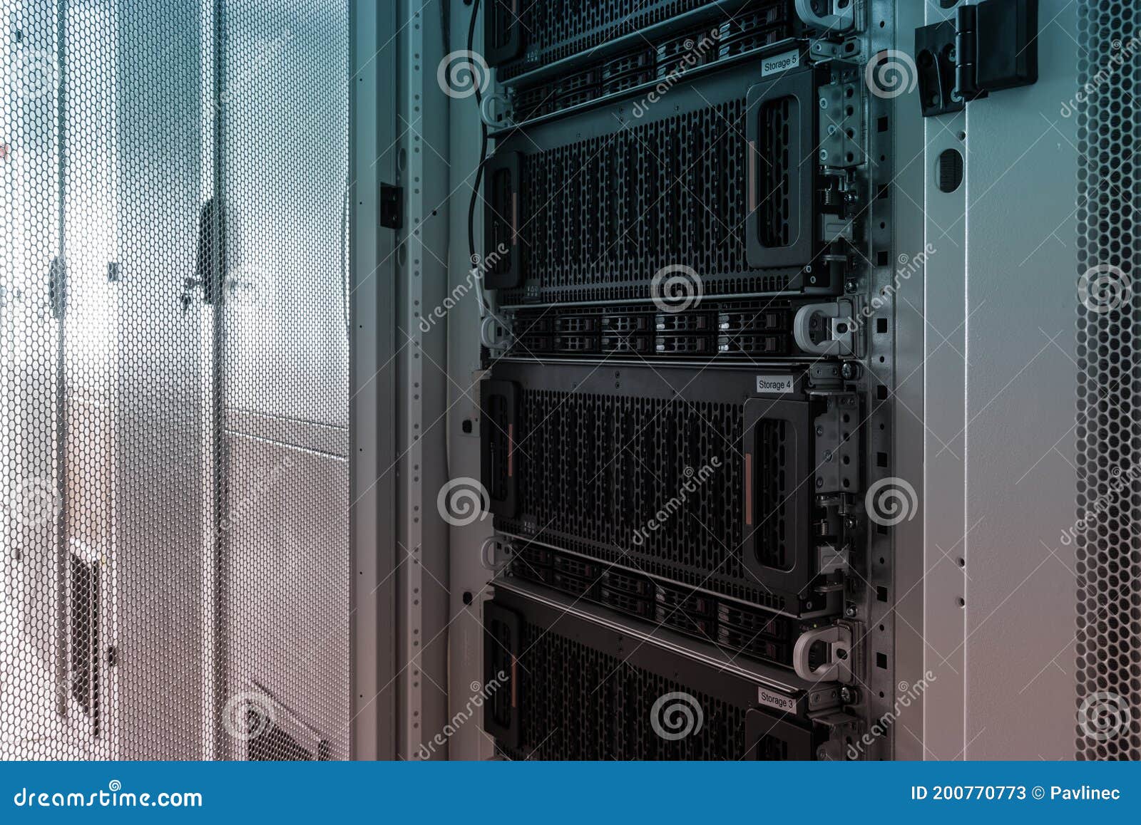 Server Room with a Row of Server Racks Stock Image - Image of ...