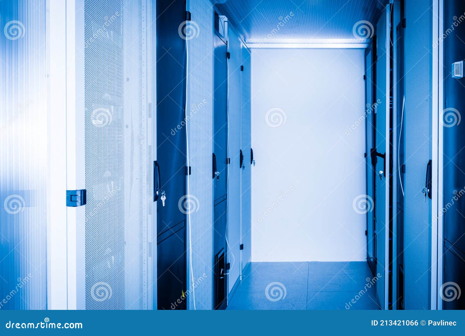 Server Room with a Row of Server Racks Stock Photo - Image of racks ...