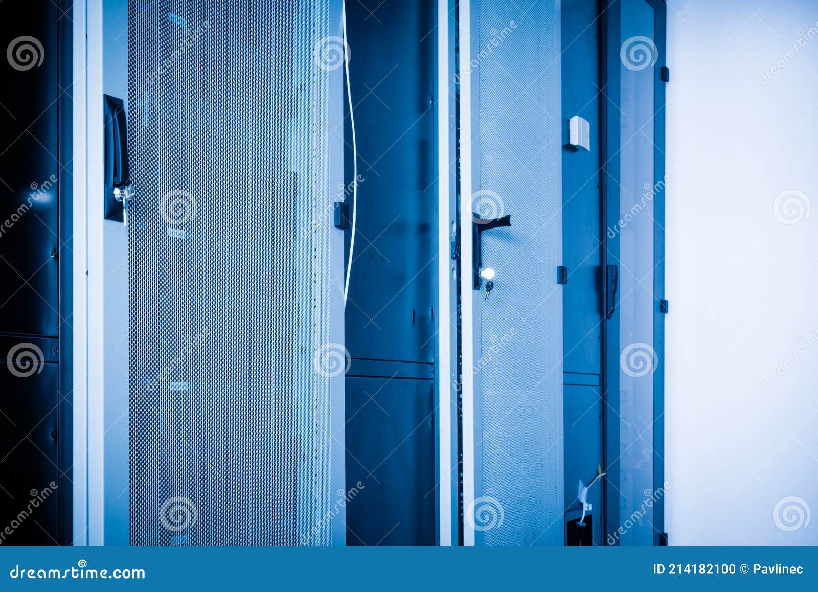 Server Room with a Row of Server Racks Stock Photo - Image of business ...