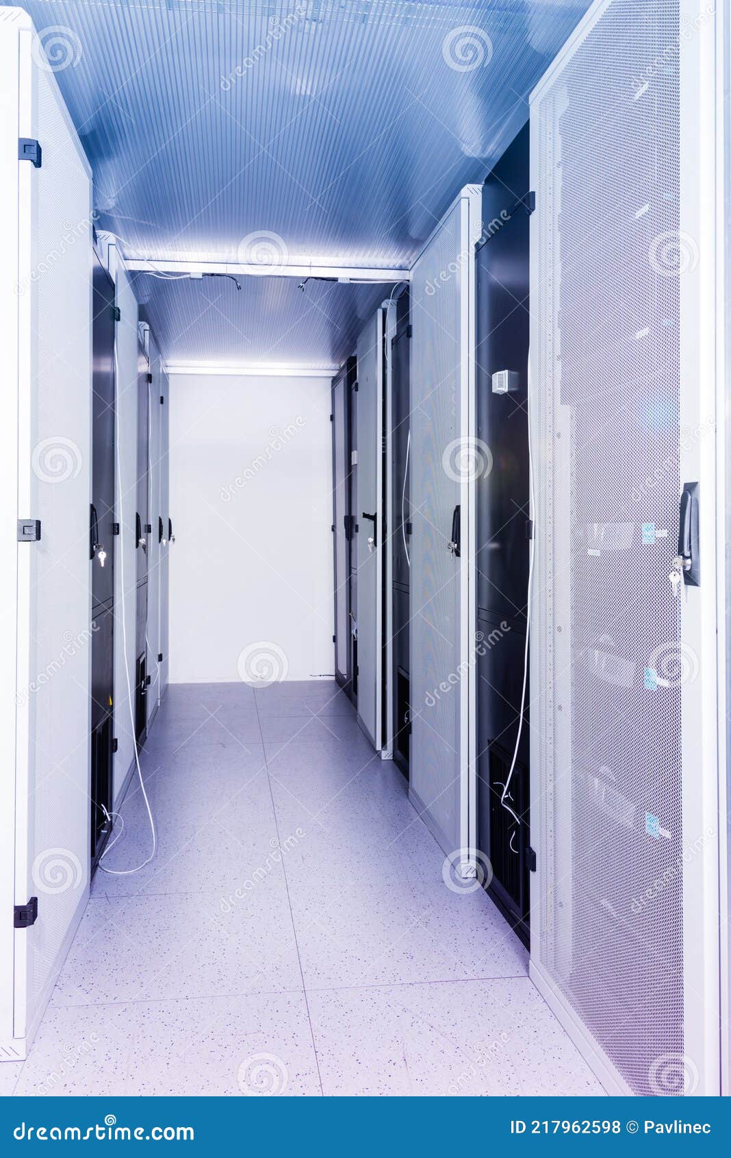 Server Room with a Row of Server Racks Stock Photo - Image of broadband ...