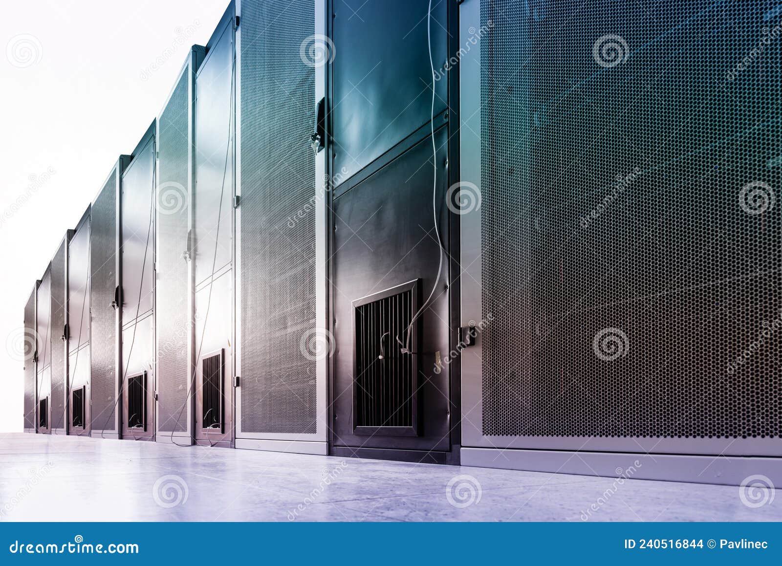 Server Room with a Row of Server Racks Stock Photo - Image of digital ...