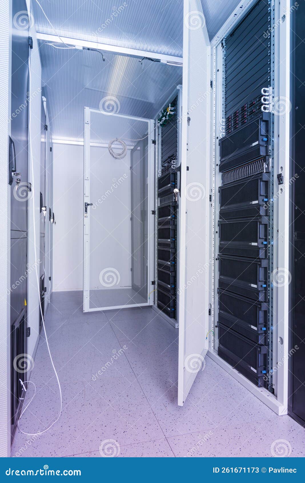 Server Room with a Row of Server Racks Stock Image - Image of learning ...