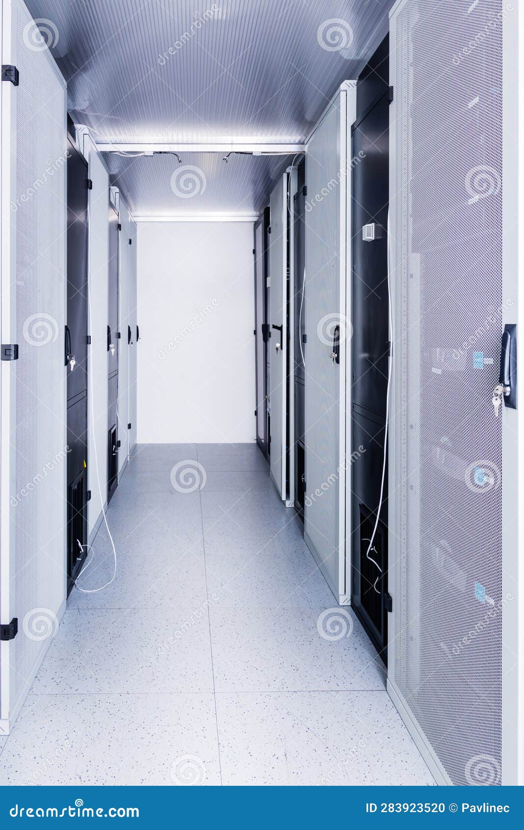 Server Room with a Row of Server Racks Stock Photo - Image of digital ...