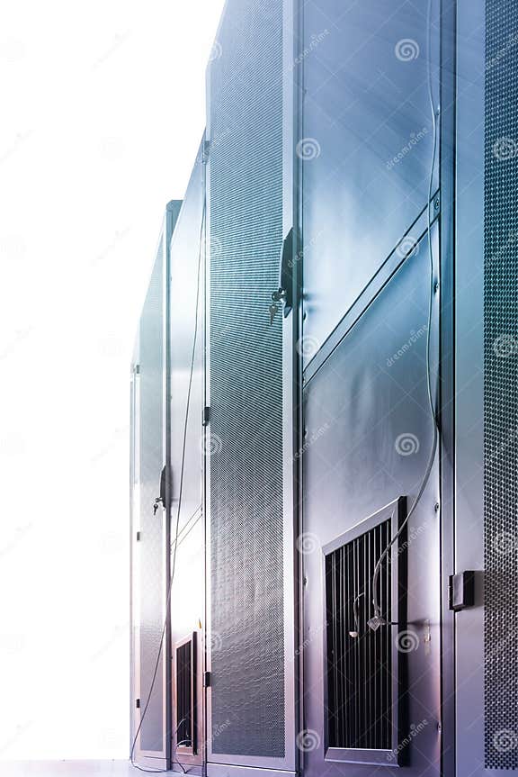 Server Room with a Row of Server Racks Stock Image - Image of mainframe ...