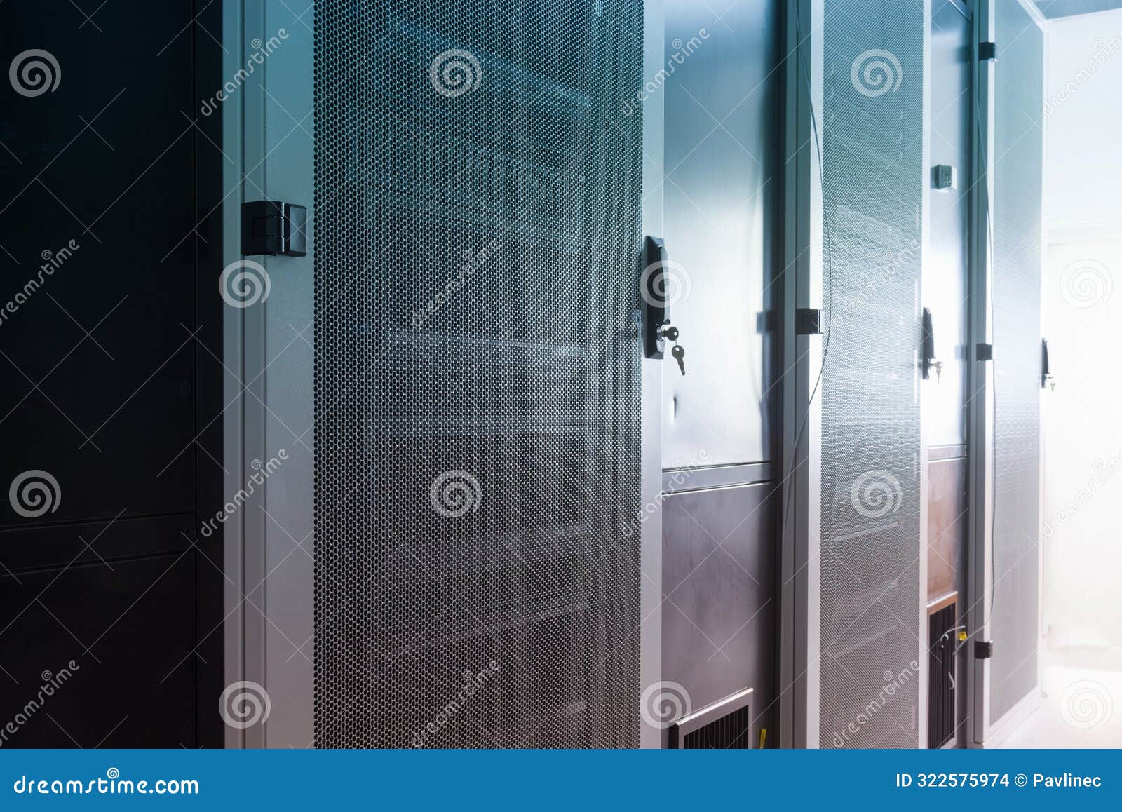 Server Room with a Row of Server Racks Stock Photo - Image of ...