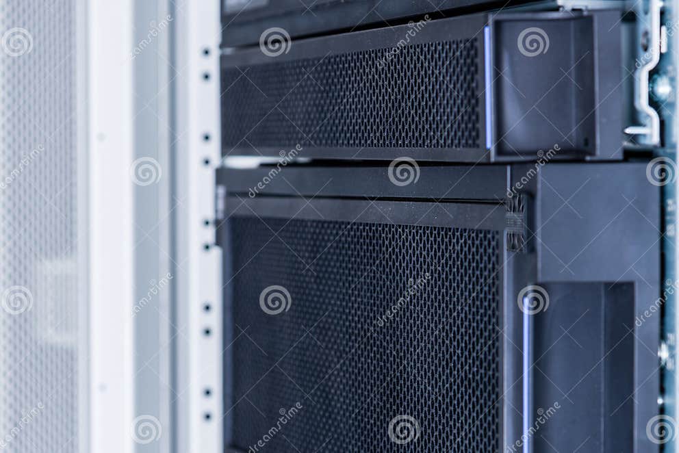 Server Room with a Row of Server Racks Stock Photo - Image of hosting ...
